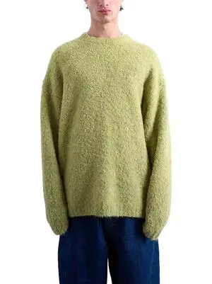 Topman Relaxed Fit Bouclé Sweater - Medium Green
