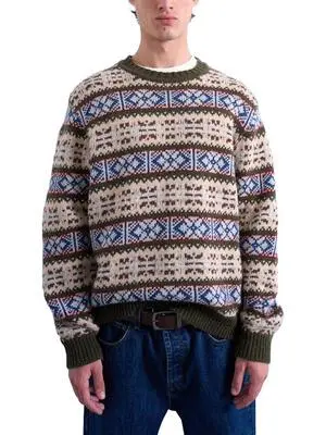 Topman Fair Isle Crewneck Sweater - Beige Khaki