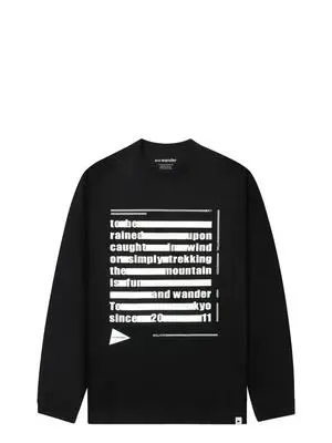 AND WANDER Long-sleeve Graphic Sweatshirt - Black