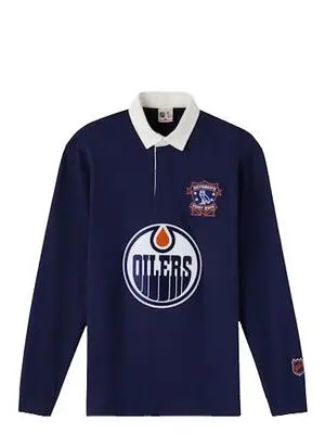 OVO Nhl Edmonton Oilers Rugby Polo Shirt - Navy Blue