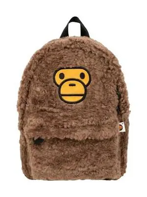 A BATHING APE Baby Milo Sherpa Fur Mini Backpack - Coffee