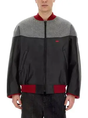 AIE Colour-block Bomber Jacket - Black