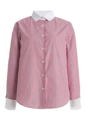 La Veste Shelby Striped Wool-cotton Shirt - Red