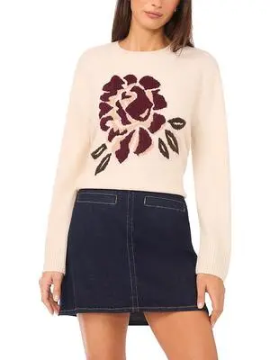Vince Camuto Rose Crewneck Pullover Sweater - Birch
