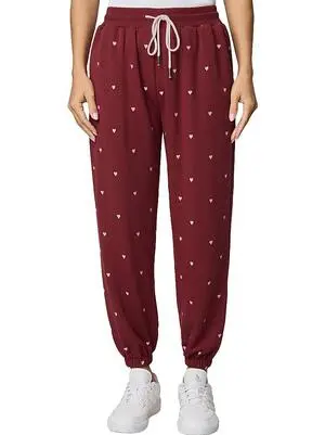 Splendid Embroidered Jogger Pants - Rose/white