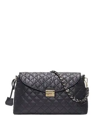 Mz Wallace Crosby Lock Medium Quilted Shoulder Bag - Black/light Gold
