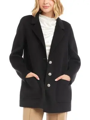 Karen Kane Oversized Brushed Blazer - Black