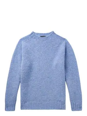 BEAMS Shaggy Bernard Wool Sweater - Blue