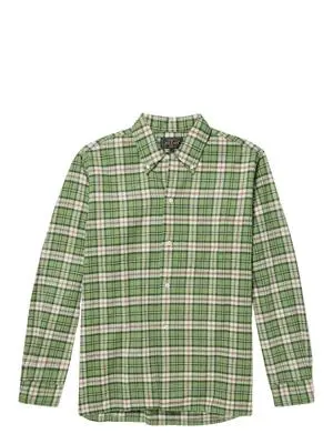 BEAMS Button-down Collar Checked Cotton-dobby Shirt - Green