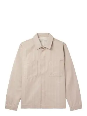 Frescobol Carioca Fonted Herringbone Cotton Overshirt - Neutrals