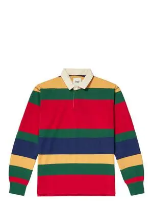 DRAKE'S Him Twill-trimmed Striped Cotton-jersey Polo Shirt - Multi