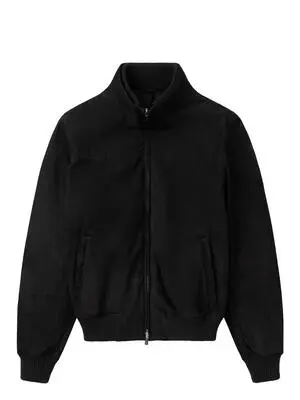 Thom Sweeney Suede Bomber Jacket - Black