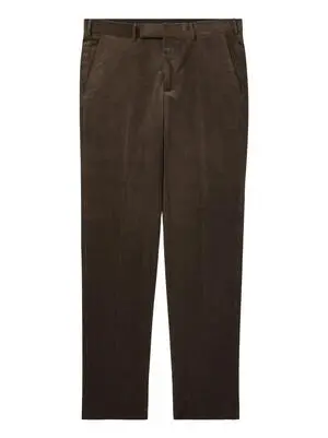 Zegna Slim-fit Cotton-blend Corduroy Trousers - Brown