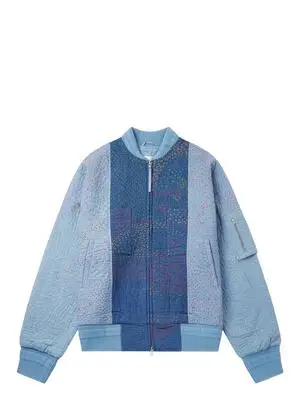 KARDO Max Kantha-embroidered Cotton Bomber Jacket - Blue