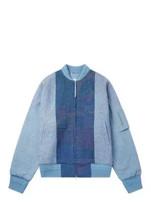 KARDO Max Kantha-embroidered Cotton Bomber Jacket - Blue