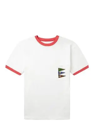 Kapital Pennant Ringer Logo-appliquéd Cotton-jersey T-shirt - White