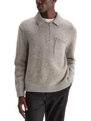 WAX LONDON Alpha Quarter Zip Polo Sweater - Grey