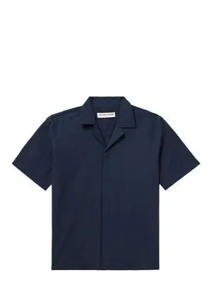 Orlebar Brown Maitan Camp-collar Organic Cotton Seersucker Shirt - Blue