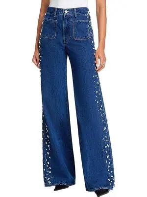 Veronica Beard Kasey Mid-rise Wide-leg Jeans - Stoned Bright Blue