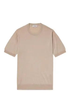 John Smedley Hilcote Merino Wool And Sea Island Cotton-blend T-shirt - Neutrals