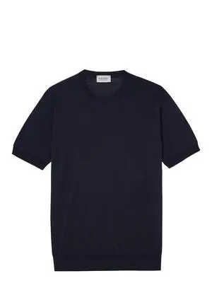 John Smedley Hilcote Merino Wool And Sea Island Cotton-blend T-shirt - Blue