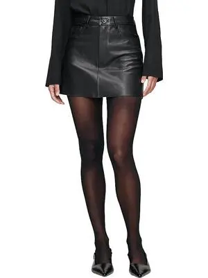 DL1961 Alma Mini Leather Skirt - Obsidian