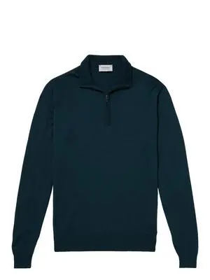 John Smedley Tapton Slim-fit Merino Wool Half-zip Sweater - Green