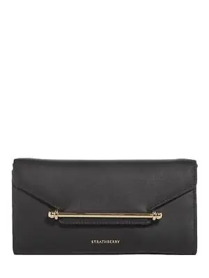 Strathberry Multrees Leather Convertible Wallet Shoulder Bag Black