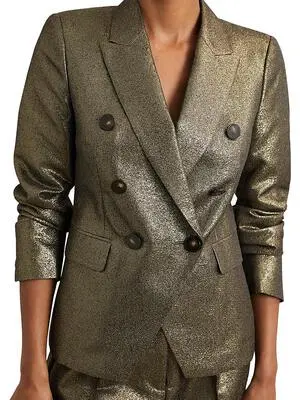 REISS Petite Sienna Metallic Blazer - Gold