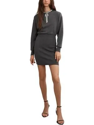 REISS Ria Chain Detail Knitted Mini Dress - Grey