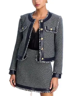 Cinq À Sept Birdseye Tweed Deva Jacket - Navy/white