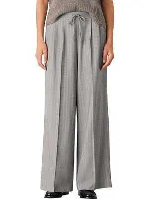 Whistles Herringbone Wide Leg Trousers - Grey/multi