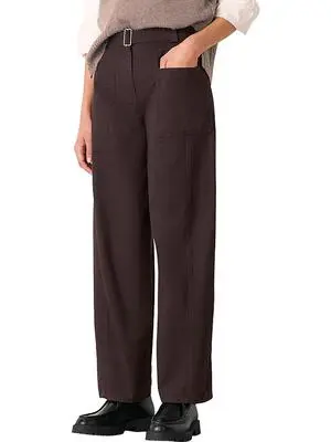 Whistles Belted Barrel Leg Pants - Brown
