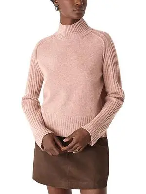 Whistles Funnel Neck Wool Sweater - Rose
