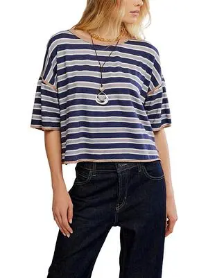 Free People Clean Rugby Tee - Navy Combo