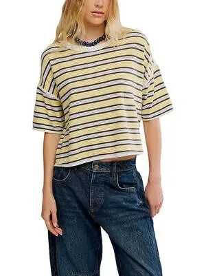 Free People Clean Rugby Tee - Yellow Combo