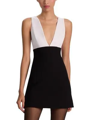 ALICE + OLIVIA Mandy Deep Plunge Neck Mini Dress