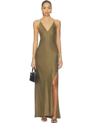 EAVES Lydia Silk Maxi Dress - Capers