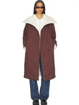 Varley Annalise Reversible Wrap Coat - Deep Mahogany & Birch