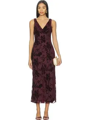 Astr The Label Floris Velvet Devoré Dress - Wine