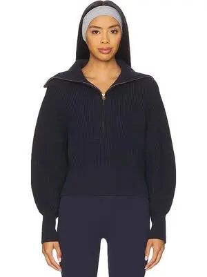Varley Maura Half Zip Rib Knit - Navy