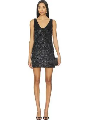 Astr The Label Emani Sequin Fringe Dress - Black
