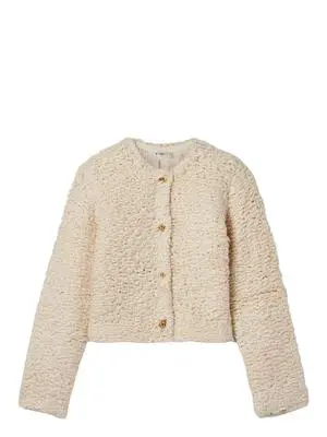 FRAME The Shag Cropped Knitted Cardigan - Cream