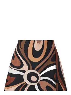 Emilio Pucci Wrap-effect Printed Silk-twill Mini Skirt - Brown
