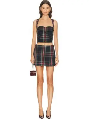 Retrofete Donella Waistcoat Top - Black Tartan