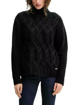 SILVIAN HEACH Cable-knit Roll-neck Sweater - Black