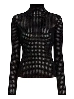 Proenza Schouler White Label Zella Check Merino Top - Black