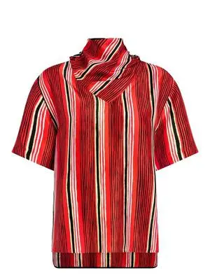 Proenza Schouler Amira Striped Blouse Red