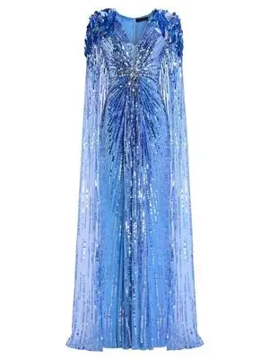 Jenny Packham Sequin-embellished Maxi Dress - Blue
