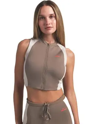 SKIMS Nike Shine Front Zip Bra Truffle And Stone